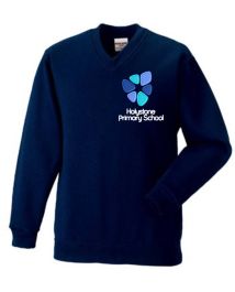 Navy V'Neck Sweatshirt embroidered with the Holystone Primary School ...